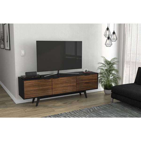 Lucas Black Dark Brown 70 in. TV Stand with 2 Storage Drawers Fits TV s up to 78 in. 401605670006 The Home Depot