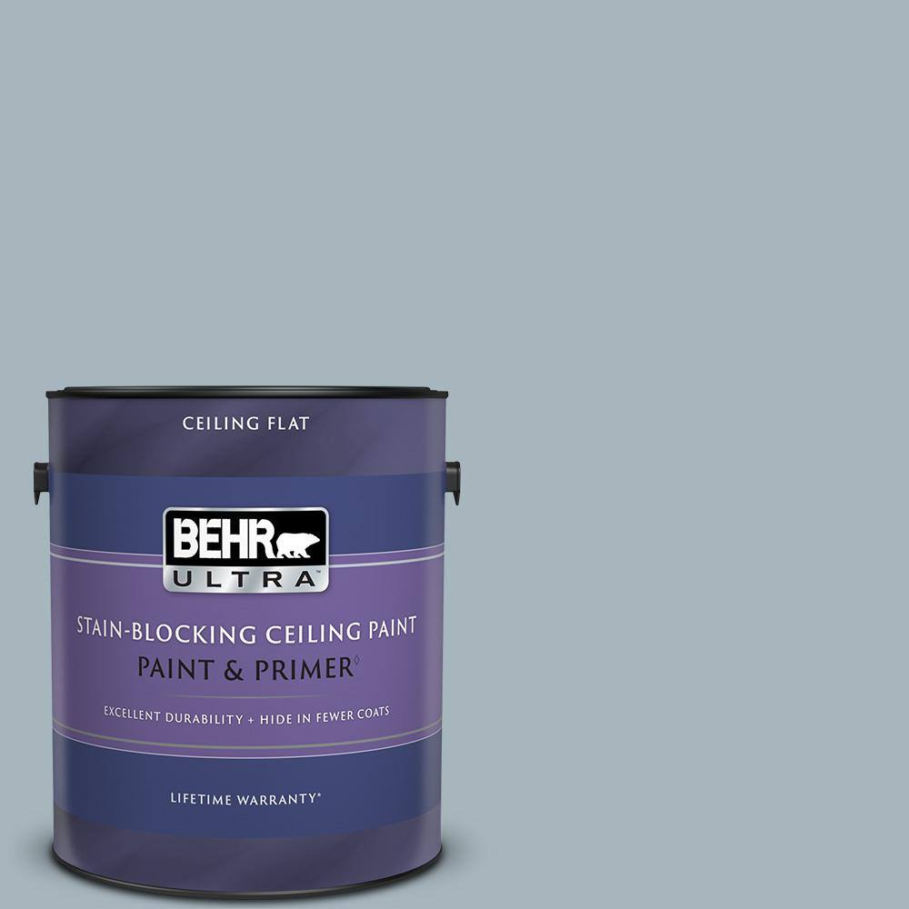 BEHR ULTRA 1 gal. #N480-3 Shadow Blue Ceiling Flat Interior Paint with ...