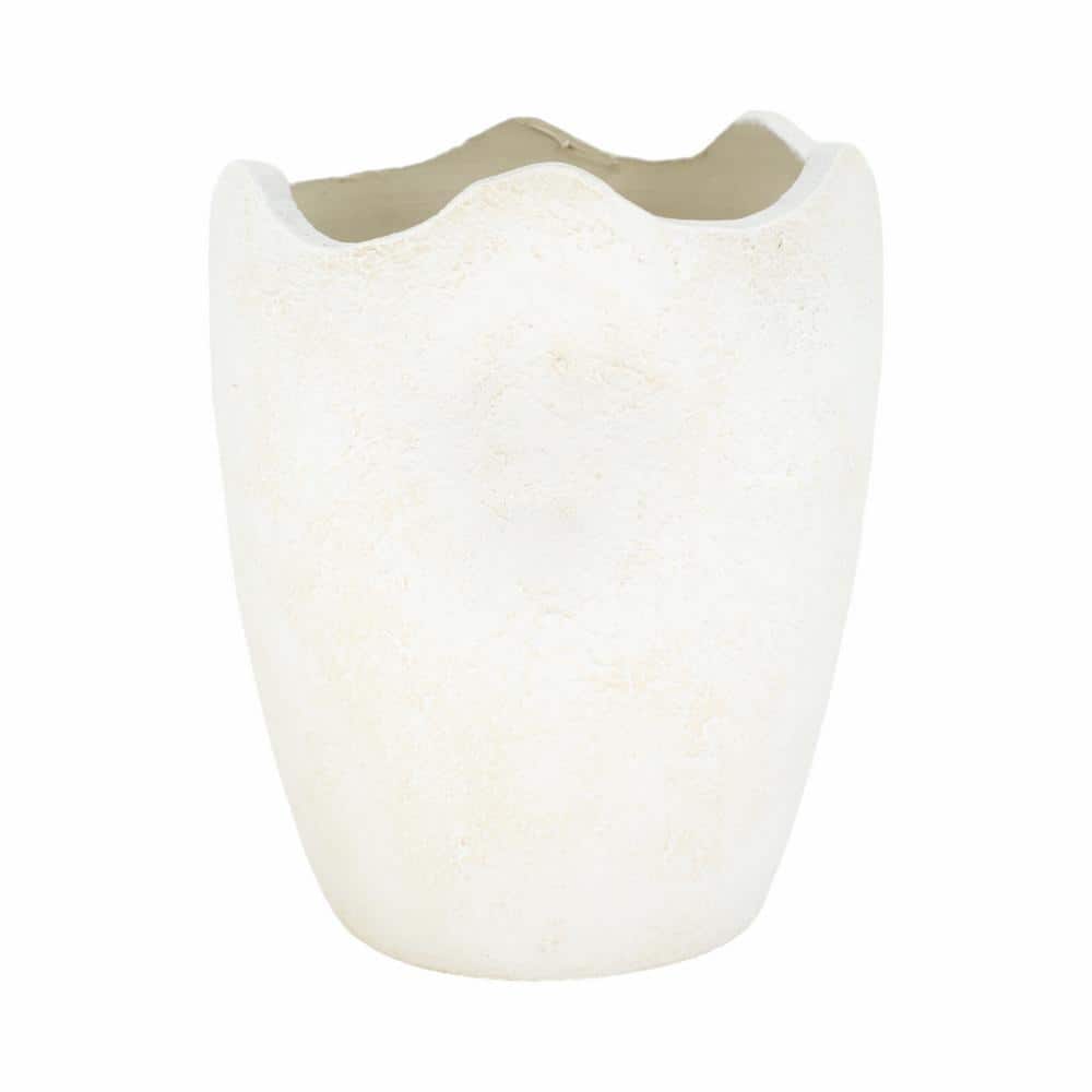Liv & Skye 12 in. Ivory Terra Cotta Urn Abstract Textured Decorative ...