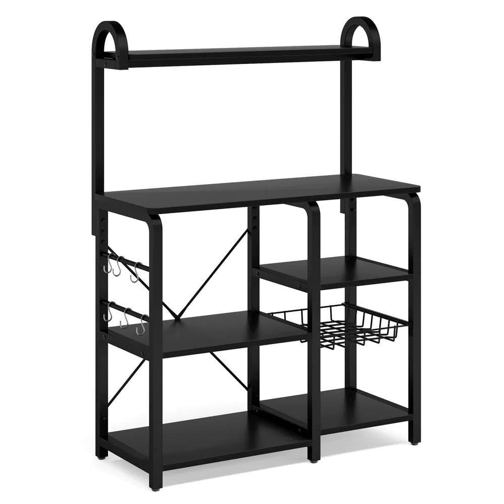 Tribesigns Kathleen 52 in. Black Bakers Rack with 5-Tier and 6 S-Hooks ...