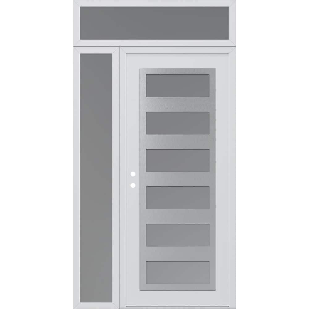 Tessari Doors C9 50 in. x 96 in. Silver P Right-Hand/Inswing Frosted ...