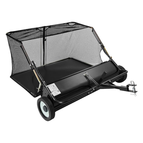 SKONYON Tow Behind Lawn Sweeper 48 in 26 cu. ft Pull-Behind Leaf Grass ...