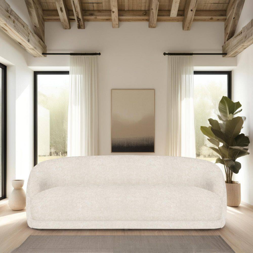 Armen Living Figueroa 90 in. 3-Seater Sofa in Sand Fabric with Oval ...