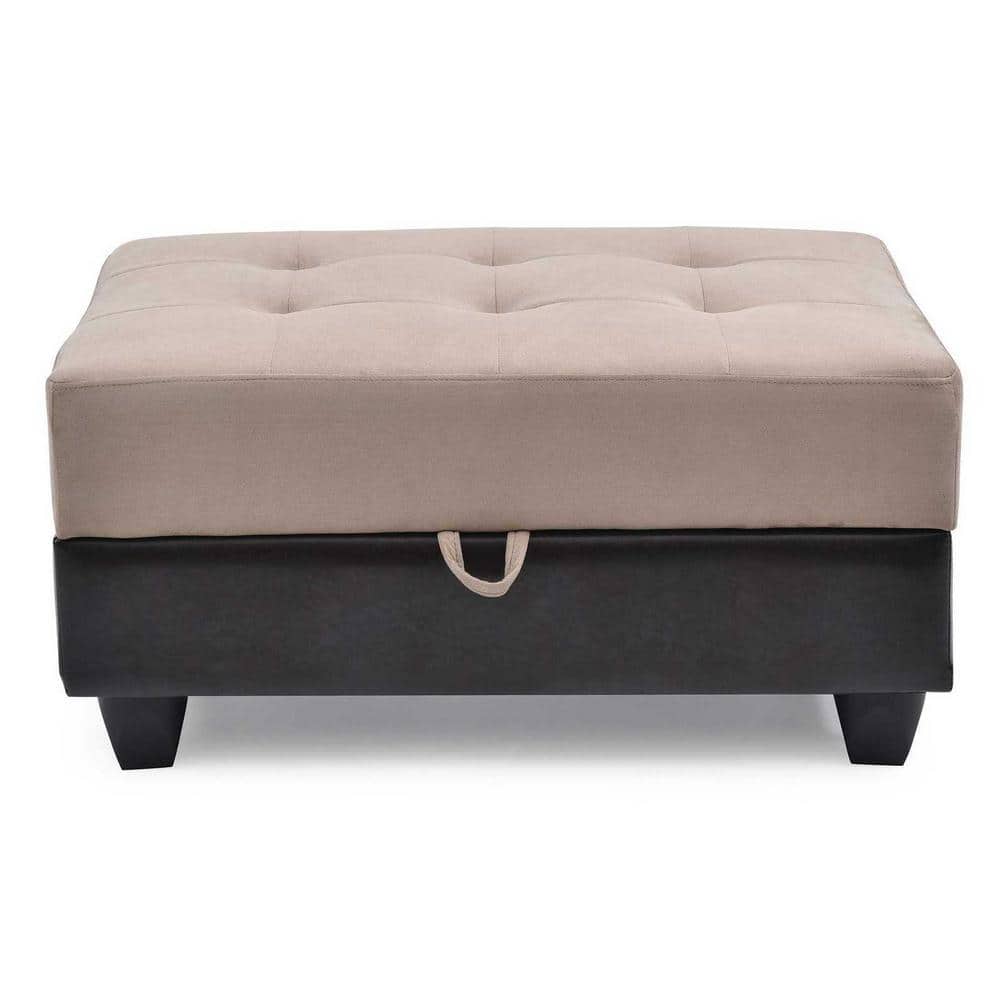 Black Microfiber Storage Ottoman