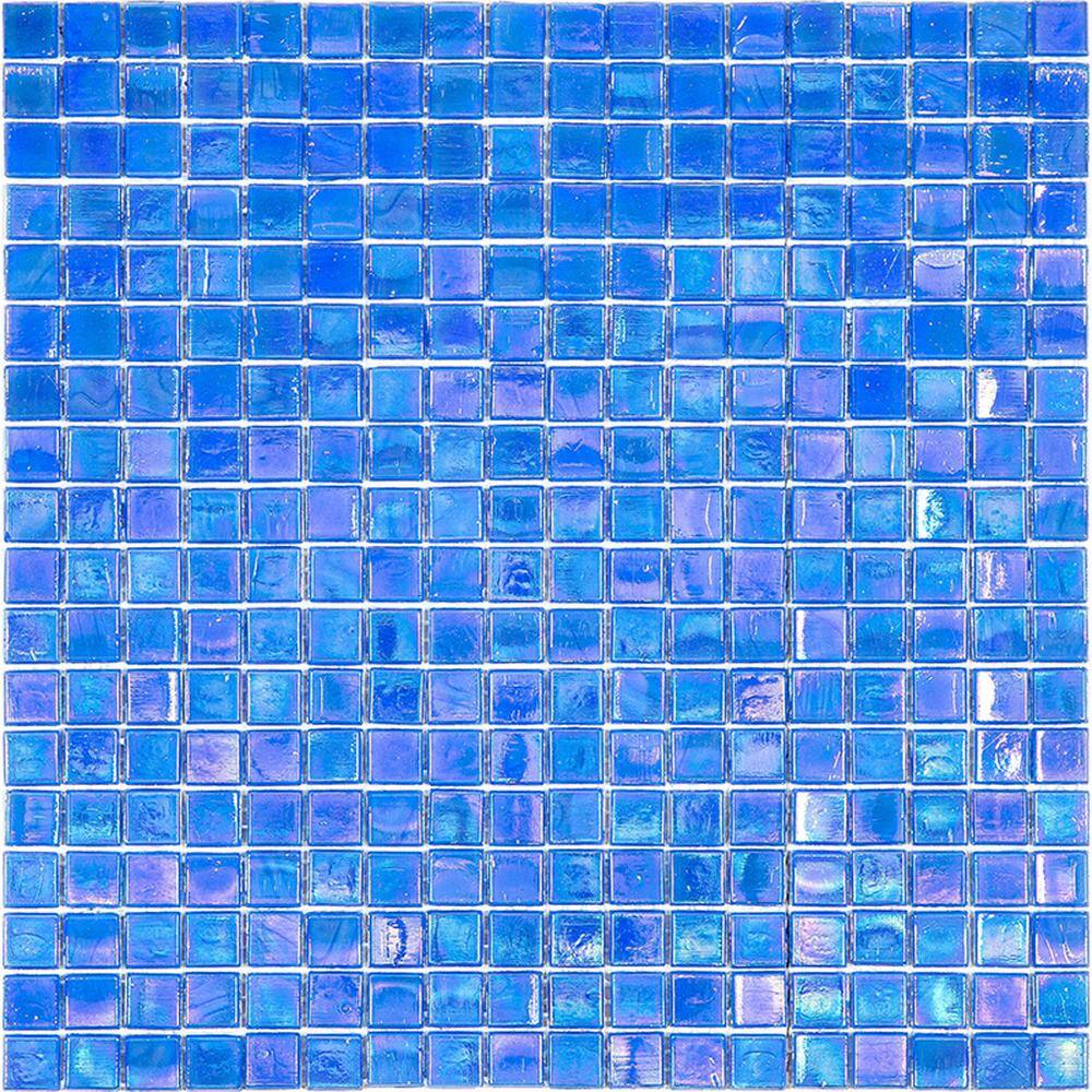 Apollo Tile Skosh 4 in. x 6 in. Glossy Azure Blue Glass Mosaic Uniform ...