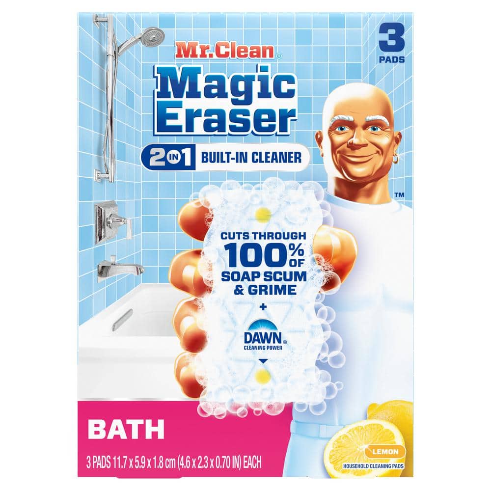 Mr. Clean Magic Eraser 2 in 1 Bath Lemon Scent Bathroom Cleaner Sponge ...