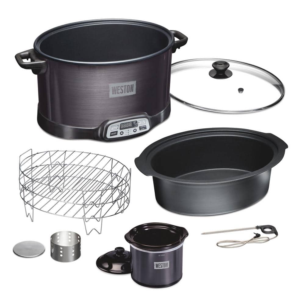 Hamilton Beach 6 qt. Black Slow Cooker and Indoor Smoker with Party ...