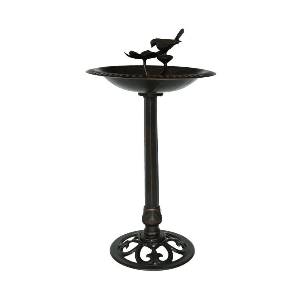 33.50 in. High Antique Bronze 18.75 in. Dia. Rust-Proof Aluminum Bird ...
