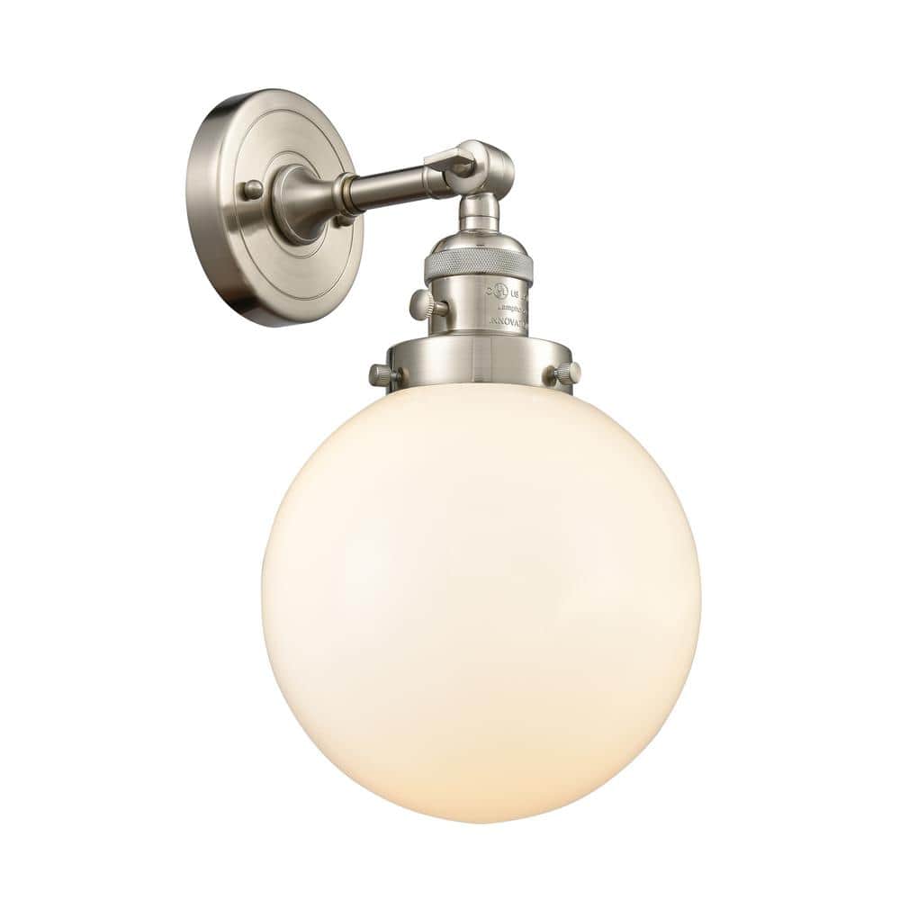 Innovations Beacon 1-Light Matte White, Brushed Satin Nickel Wall ...