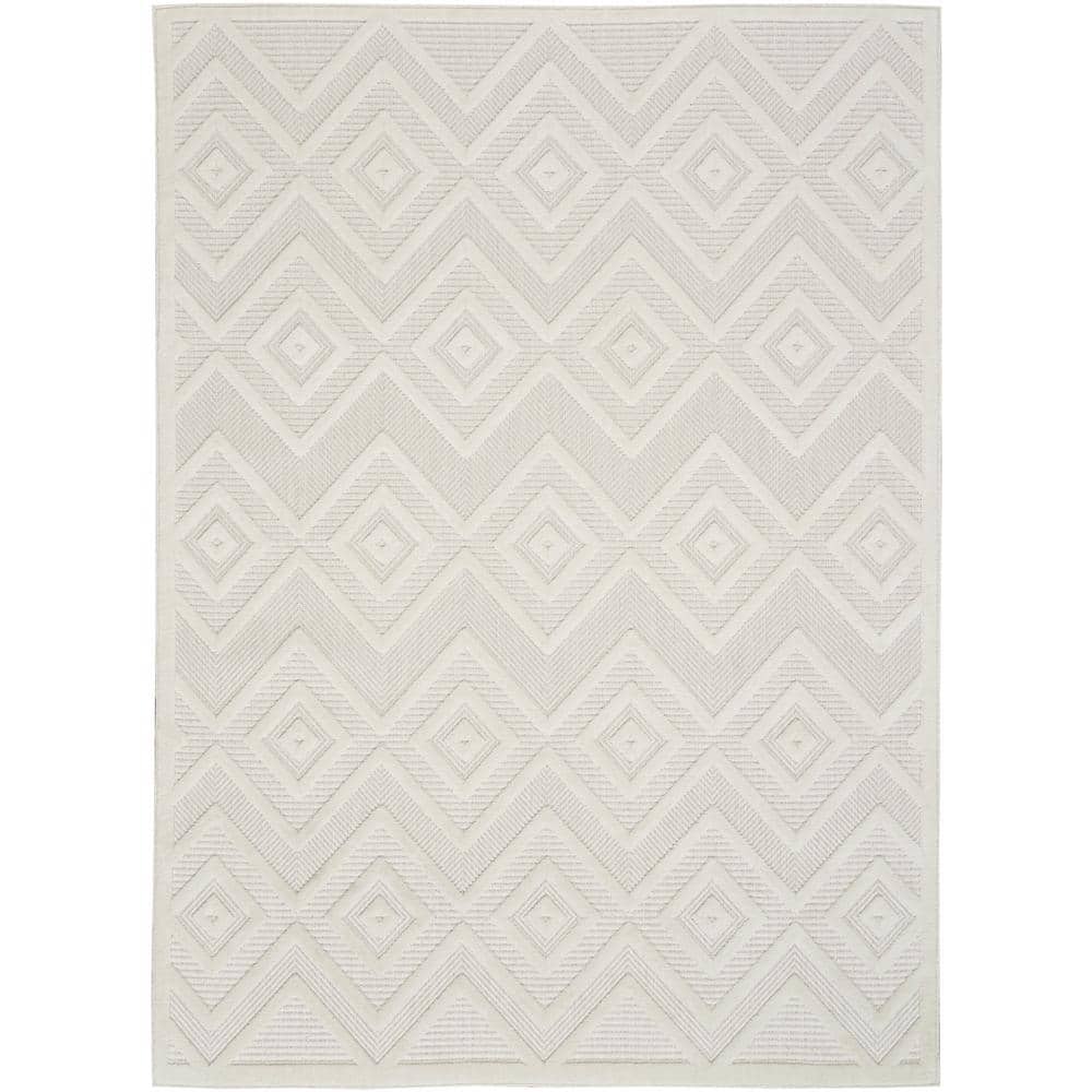 Nourison Versatile Ivory/White 4 ft. x 6 ft. Geometric Contemporary ...