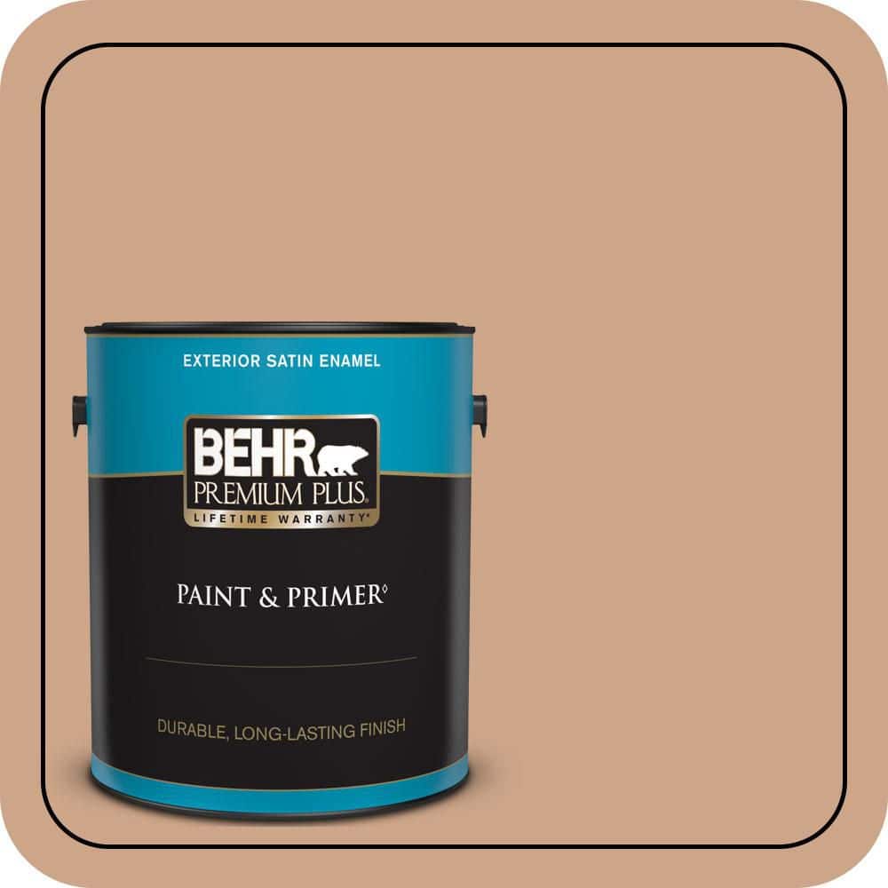 BEHR PREMIUM PLUS 1 gal. #PMD-76 Sienna Buff Satin Enamel Exterior ...