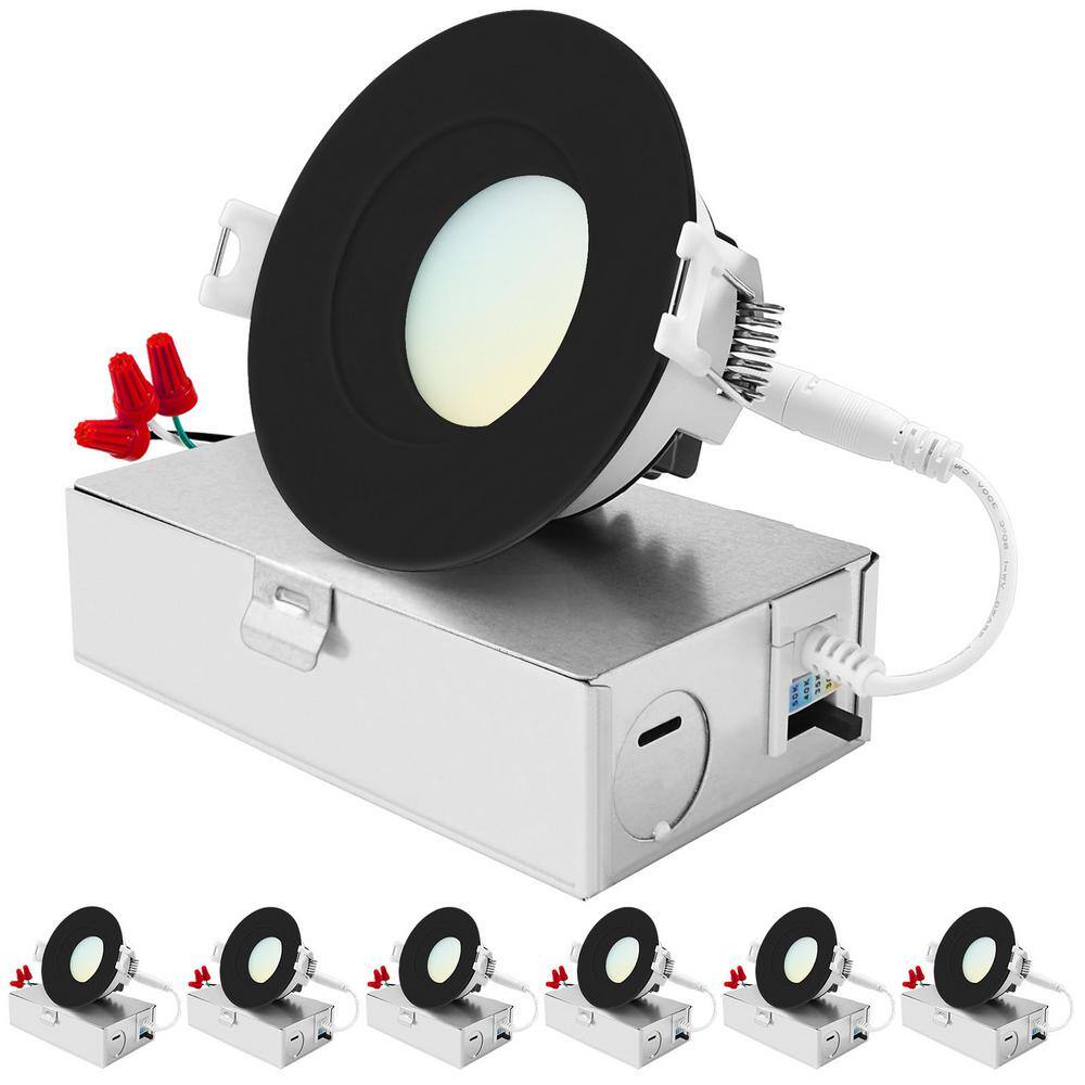 LUXRITE 3 in. Integrated LED Recessed Light kit 10-Watt 5CCT 2700K ...