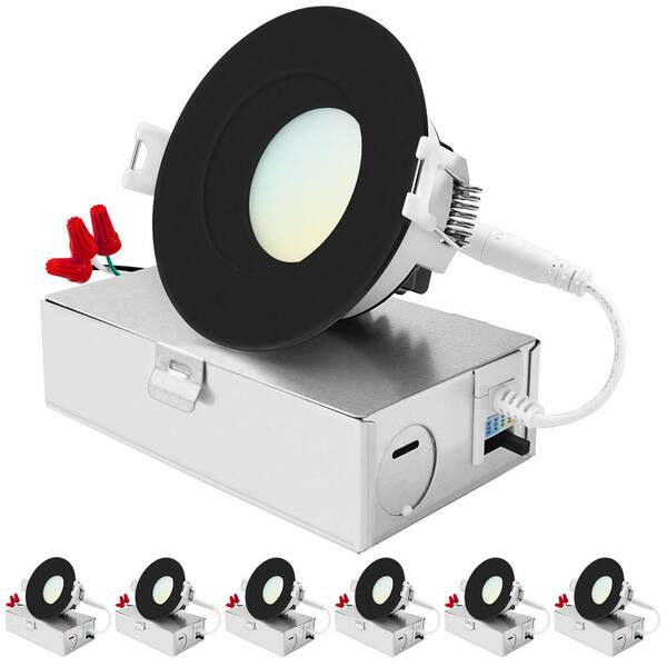 LUXRITE 3 in. Integrated LED Recessed Light kit 10-Watt 5CCT 2700K ...