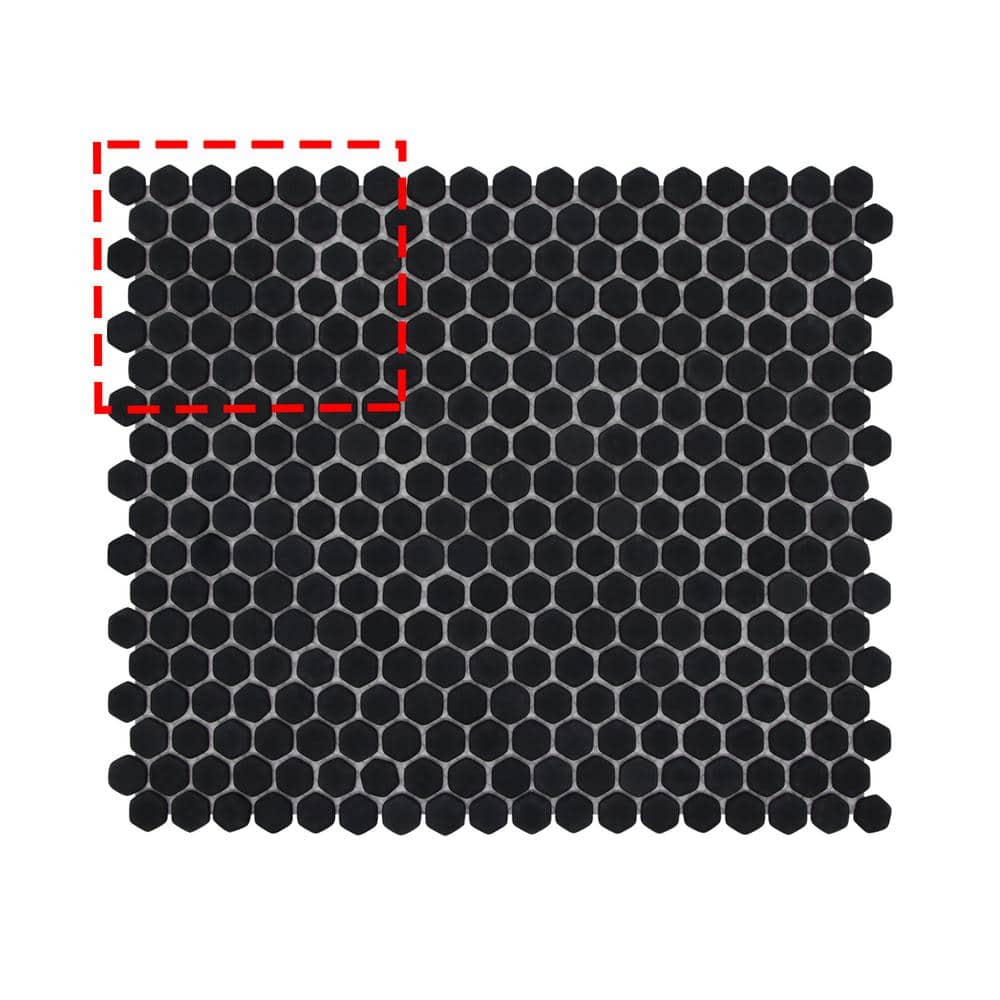 sunwings Black Hexagon 6 in. x 6 in. Recycled Glass Marble Looks Mosaic ...