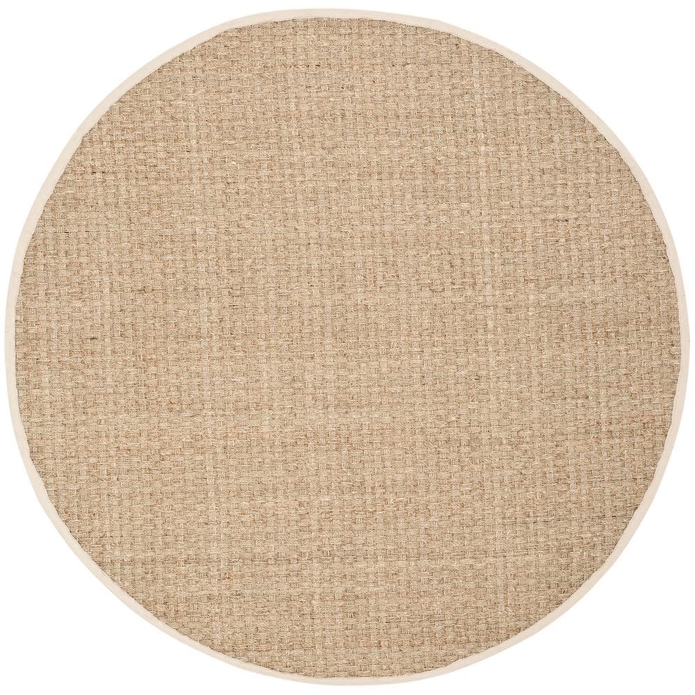 SAFAVIEH Natural Fiber Beige/Ivory 10 ft. x 10 ft. Round Border Area ...