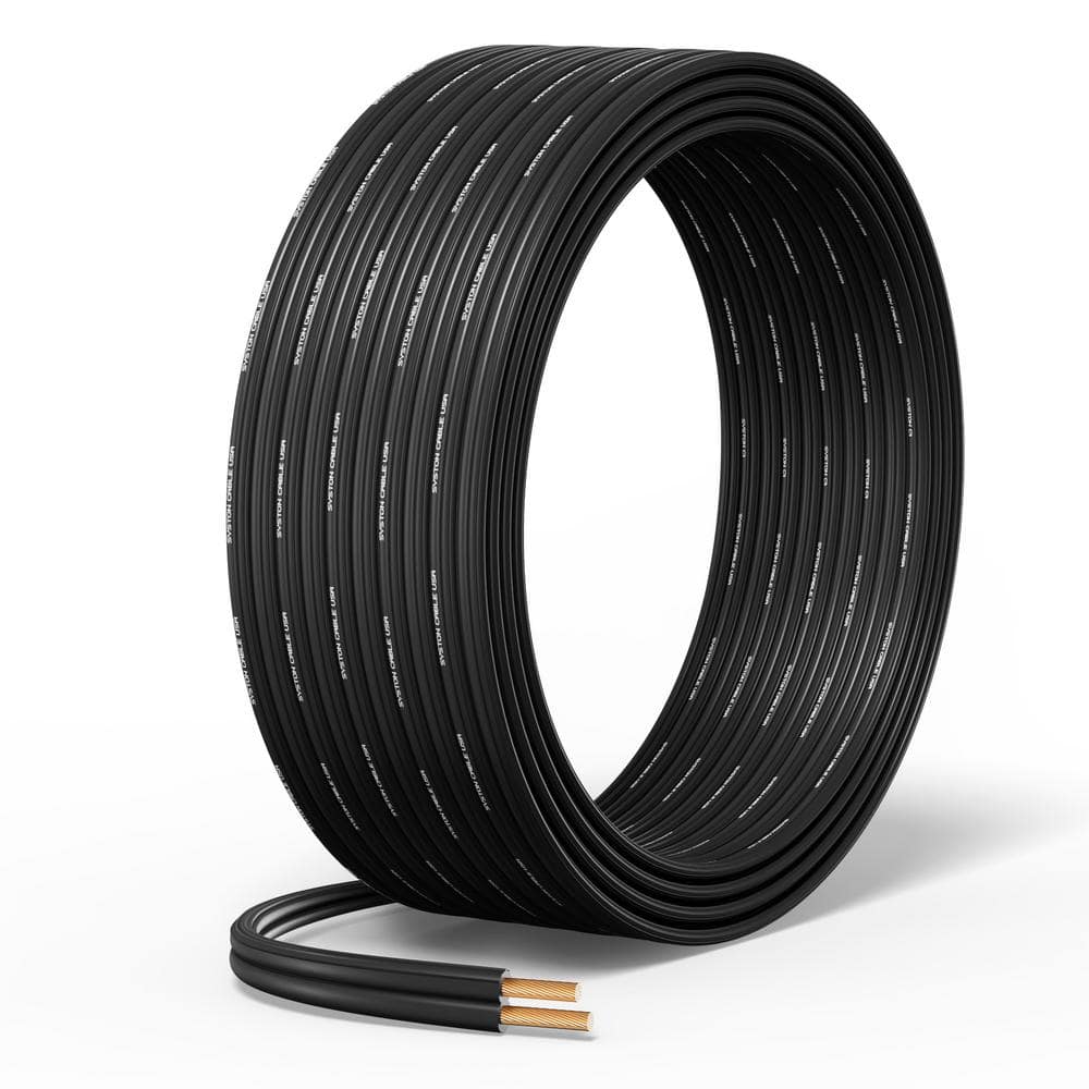 Syston Cable Technology 500 FT. Black 12/2 Stranded Bare Copper Low ...