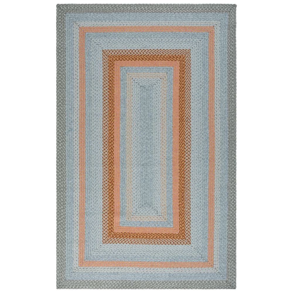 SAFAVIEH Braided Gray/Rust 4 ft. x 6 ft. Machine Washable Multi Striped ...