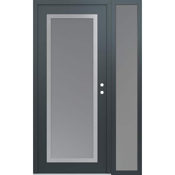 Tessari Doors C1 52 in. x 80 in. Silver P Left-Hand/Inswing Frosted ...