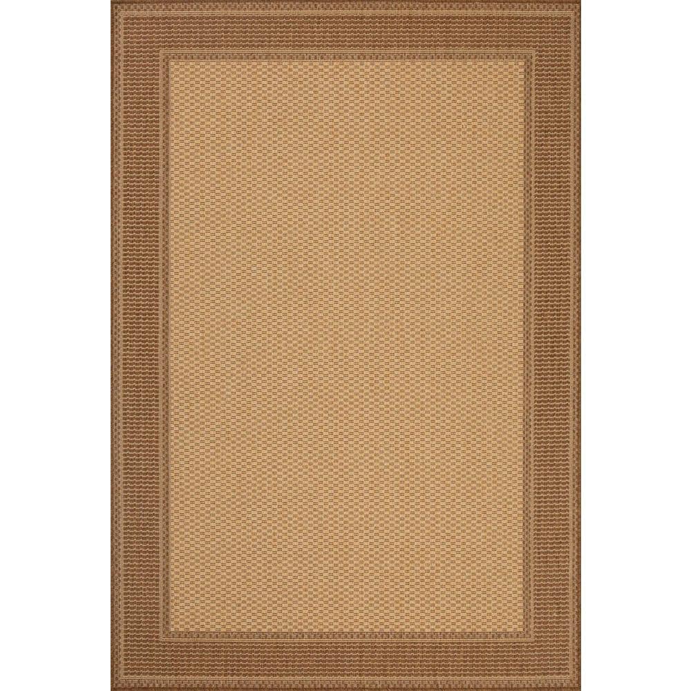 Hampton Bay Brown/Beige Texture Border 6 ft. x 9 ft. Indoor/Outdoor ...