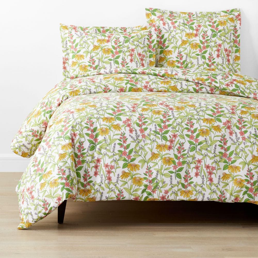 The Company Store Company Cotton Coneflower Patch Ivory Multi Twin/Twin ...