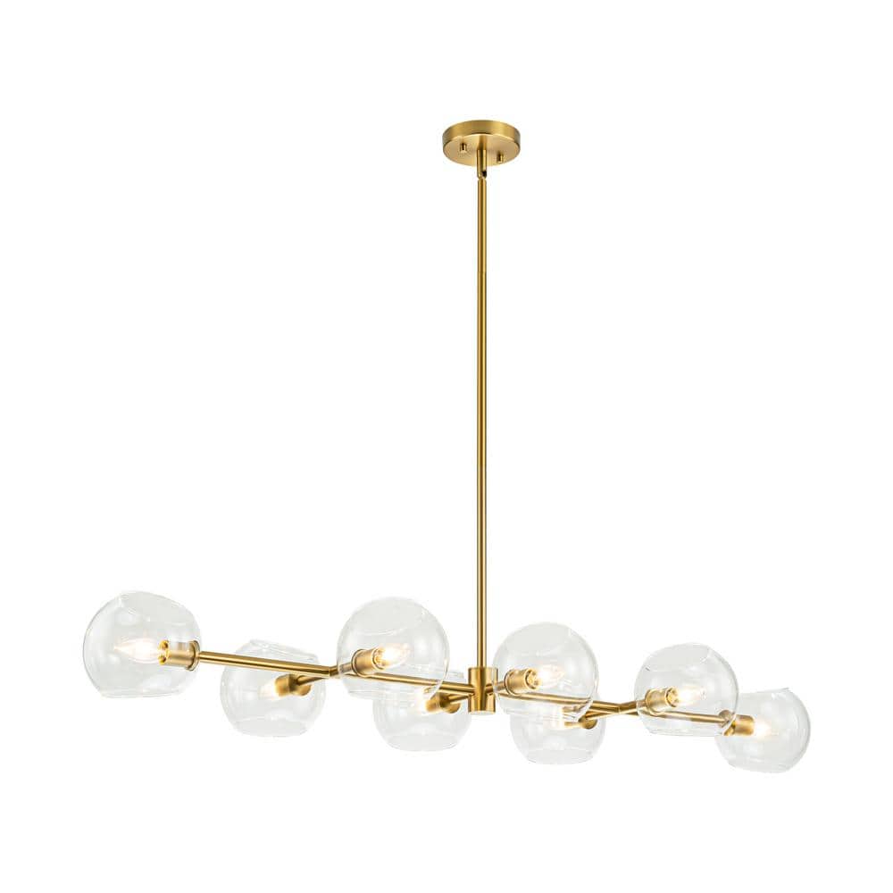 RRTYO Aurelia 8-Light Modern Gold Linear Sputnik Branch Pendant Globe ...