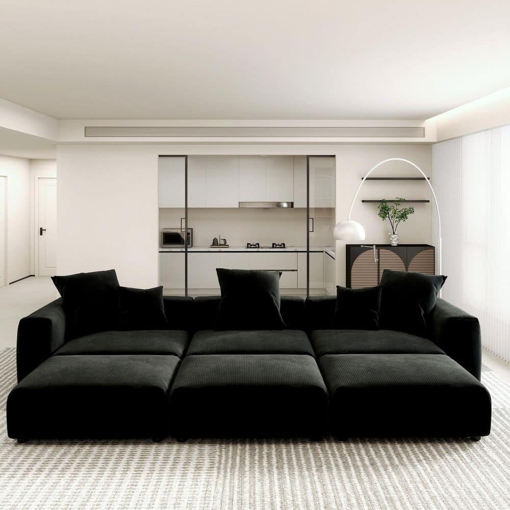 Magic Home 118 in. Armless Oversized 4-Piece Deep Seat L-shaped ...