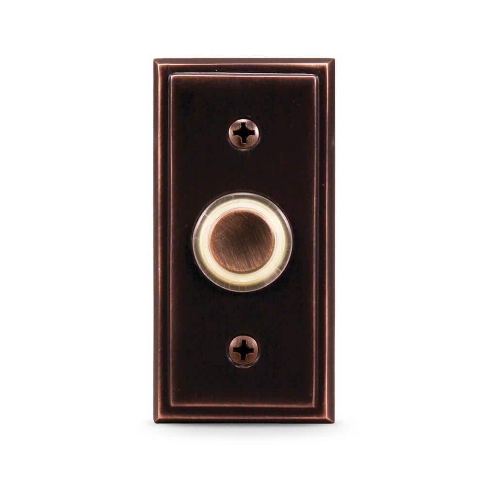 Heath Zenith Oil Rubbed Bronze Metal Wired Lighted Push Doorbell Button ...