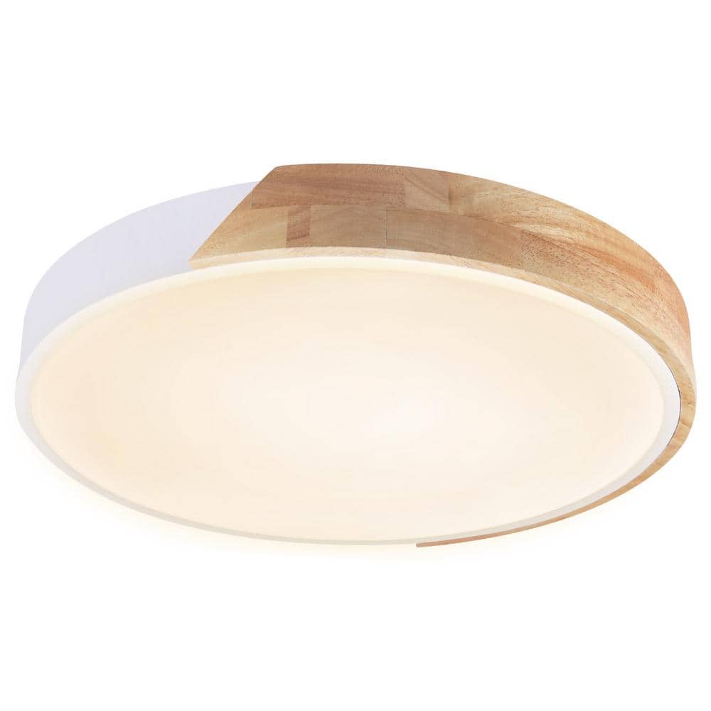 SEEUTEK Eclipse 16.1 in. Modern White Round Integrated LED Flush Mount Warm Light LED Ceiling ...