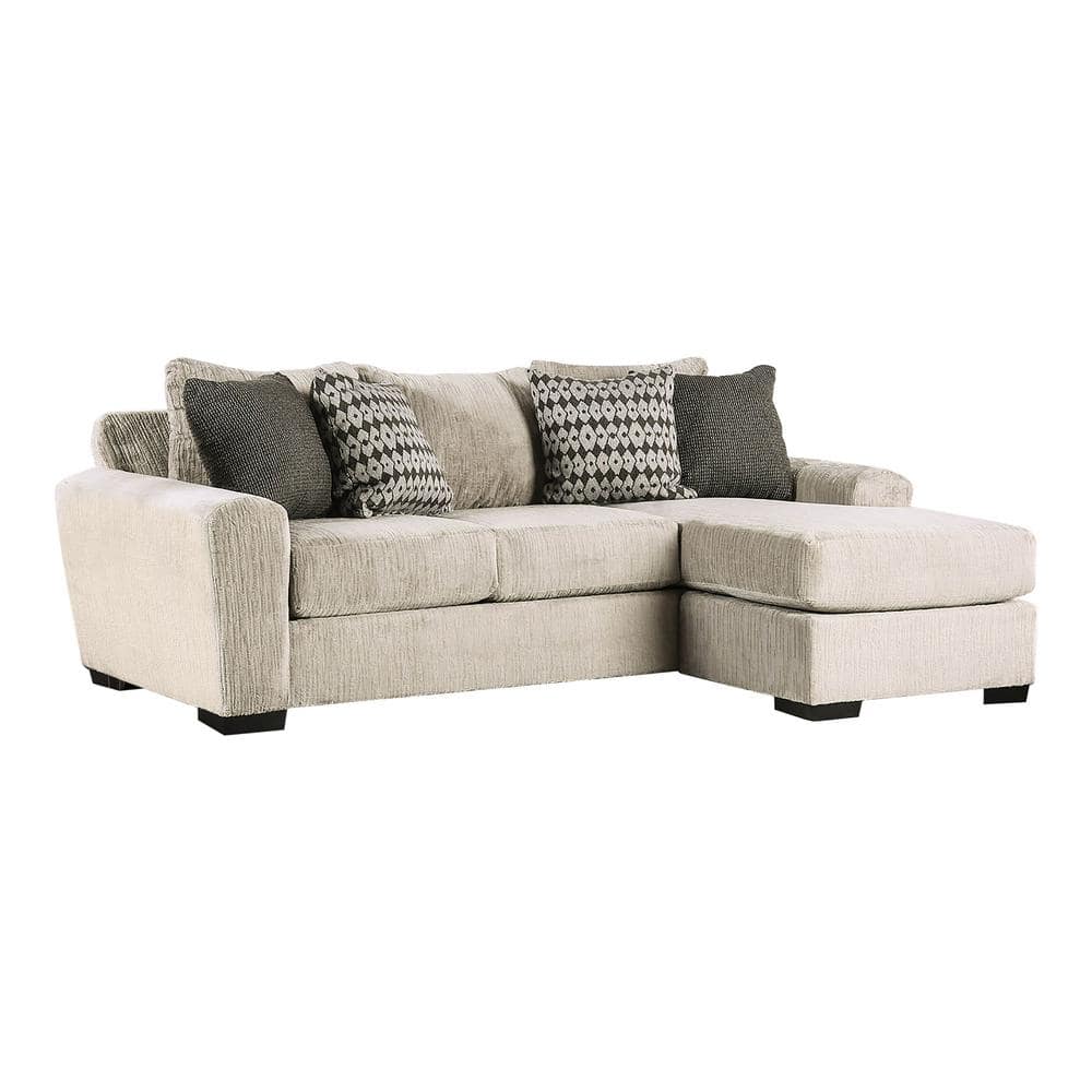 Furniture of America Balona 101 in. Square Arms L-Shaped Chenille ...