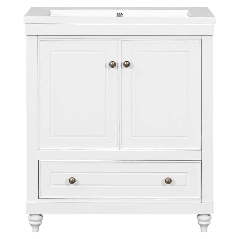 30 in. W x 18 in. D x 34.88 in. H Bath Vanity in White with Single ...