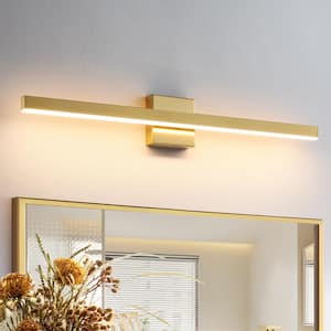 UMEILUCE 40 in. 2-Lights Brushed Gold Integrated LED Vanity Light Over ...