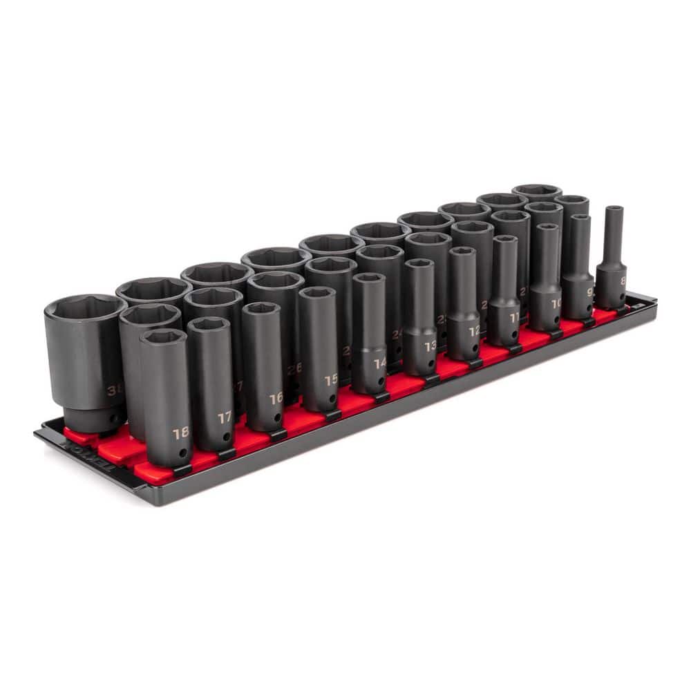 TEKTON 1/2 in. Drive Deep 6-Point Impact Socket Set (31-Piece) (8-38 mm ...