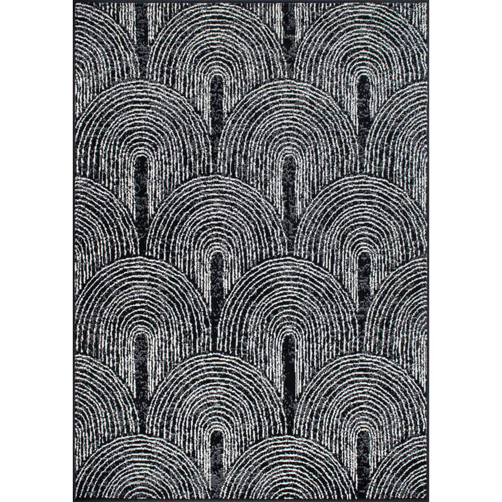 World Rug Gallery Milan Black 7 ft. 10 in. x 10 ft. Contemporary ...