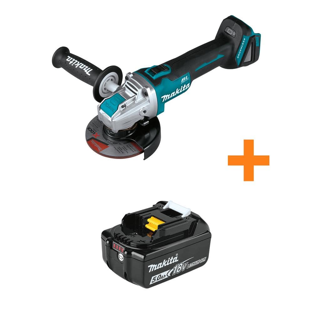 Makita 18V LXT Brushless Cordless 4-1/2 in. / 5 in. X-LOCK Angle Grinder, Tool Only with Bonus ...