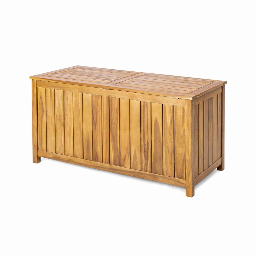 100 Gal. Acacia Wood Deck Box, Outdoor Patio Storage Deck Box, Teak ...
