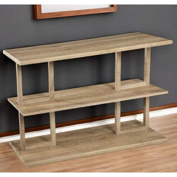 HomeRoots 48 in. Natural Rectangle MDF Console Table with Shelves ...