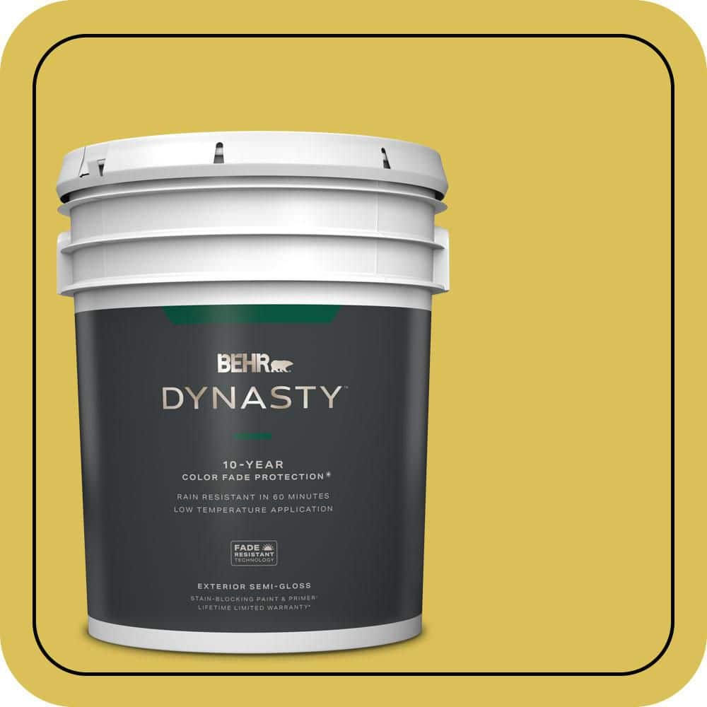 BEHR DYNASTY 5 gal. #P320-6 Sulfur Yellow Semi-Gloss Exterior Stain ...