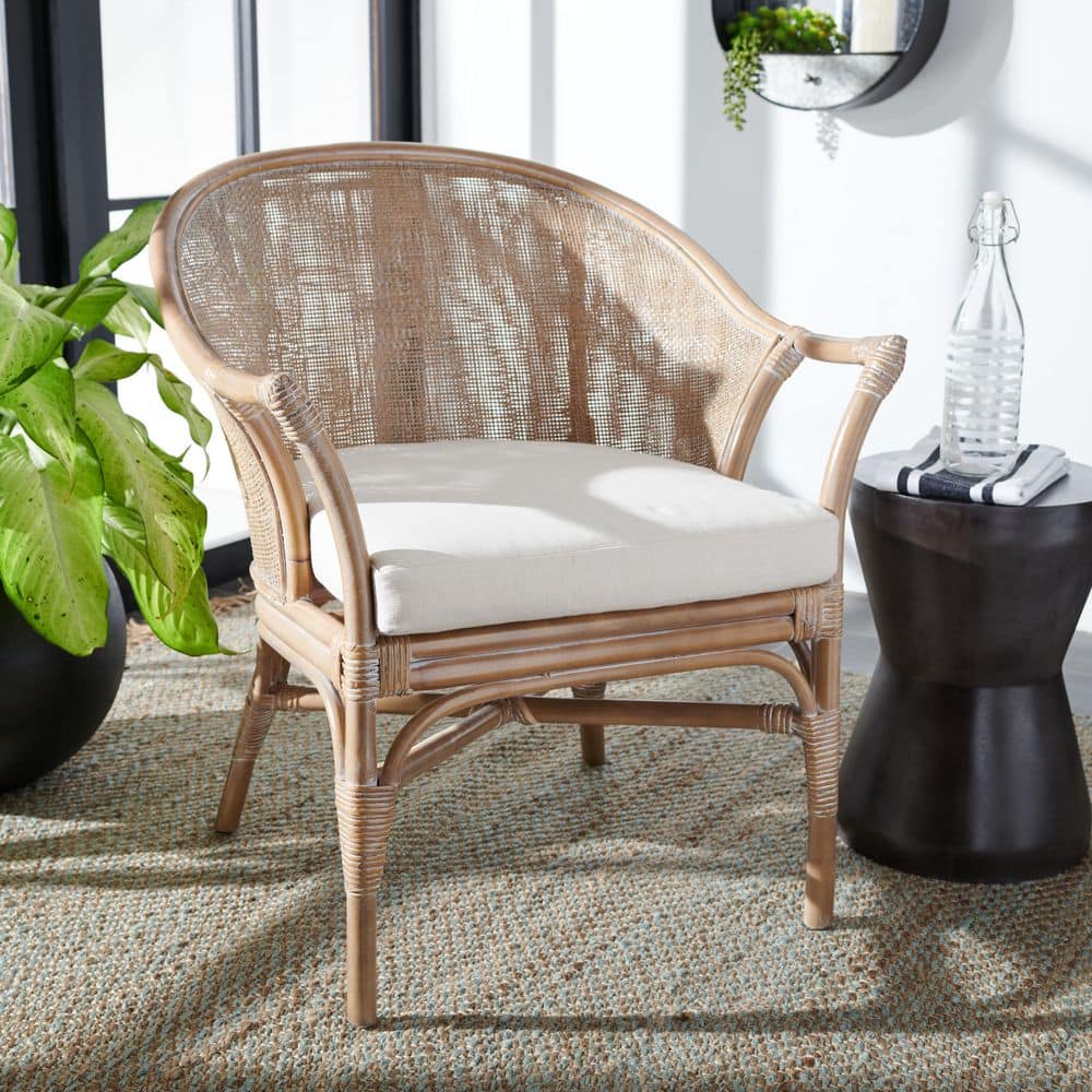SAFAVIEH Dustin Gray White Wash Arm Chair ACH6517A - The Home Depot