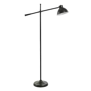 Globe Electric 60 in. Matte Black Floor Lamp with Brass Pivot and Matte ...