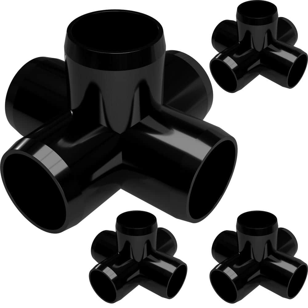 Formufit 1 in. Furniture Grade PVC 5-Way Cross in Black (4-Pack ...