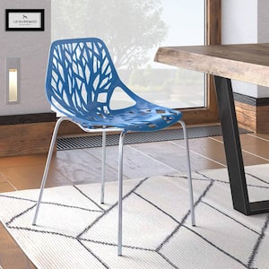 Leisuremod Stackable Dining Chair in Polypropylene Plastic with Chrome ...