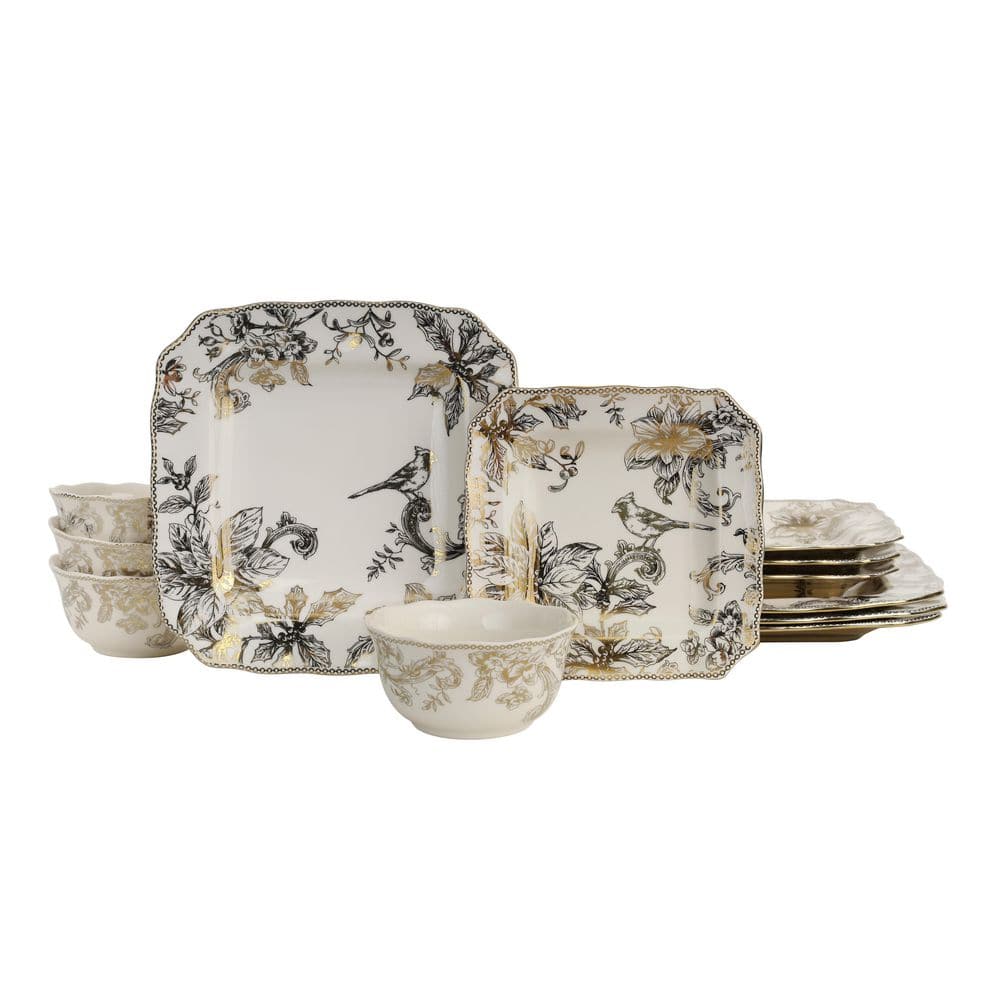 222 Fifth Christmas Lane Electroplate 12-Piece Dinnerware Set for 4 ...