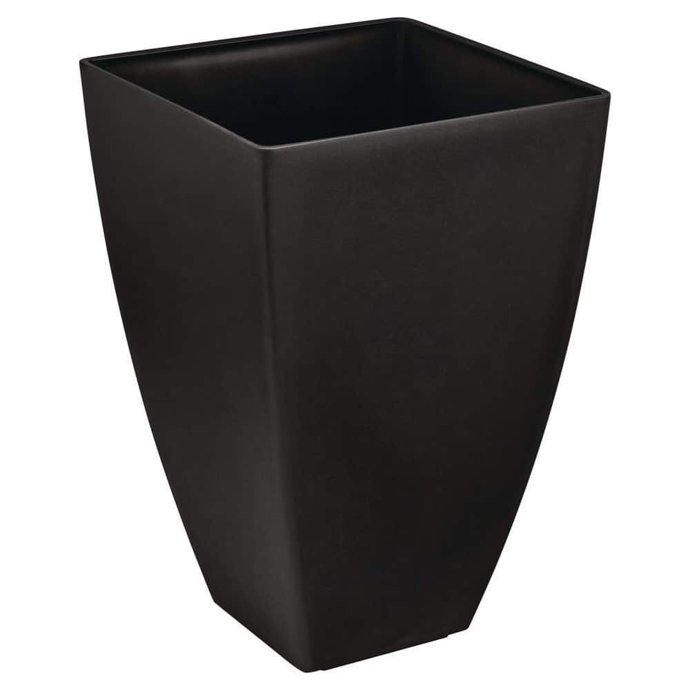 Vigoro Tallulah Medium Black Fiberglass Recycled Tall Square Planter ...