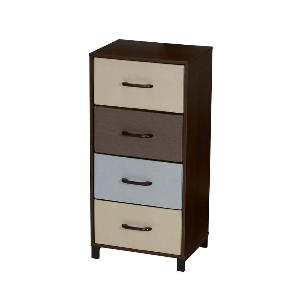 HOUSEHOLD ESSENTIALS 4-Drawer Walnut Laminate Finish Chest with ...