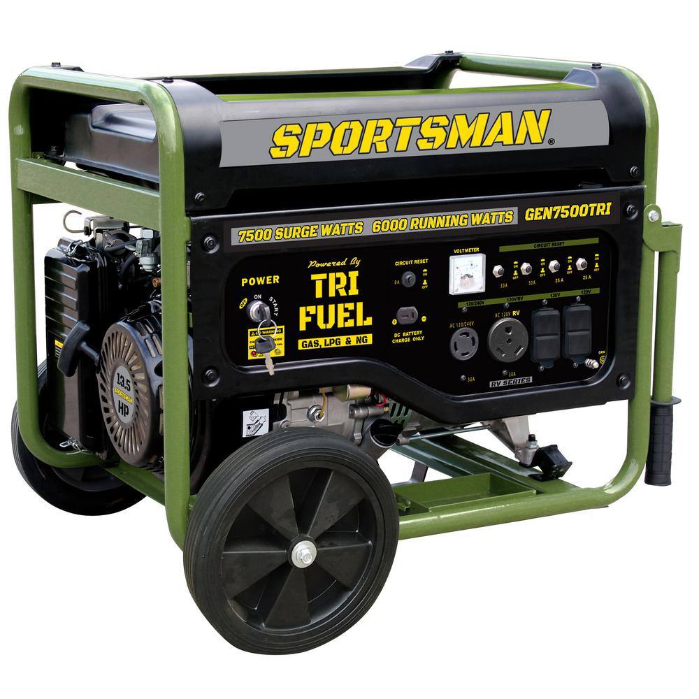 Sportsman 7500-Watt Tri-Fuel CO Warning Shut-off with Electric Start ...