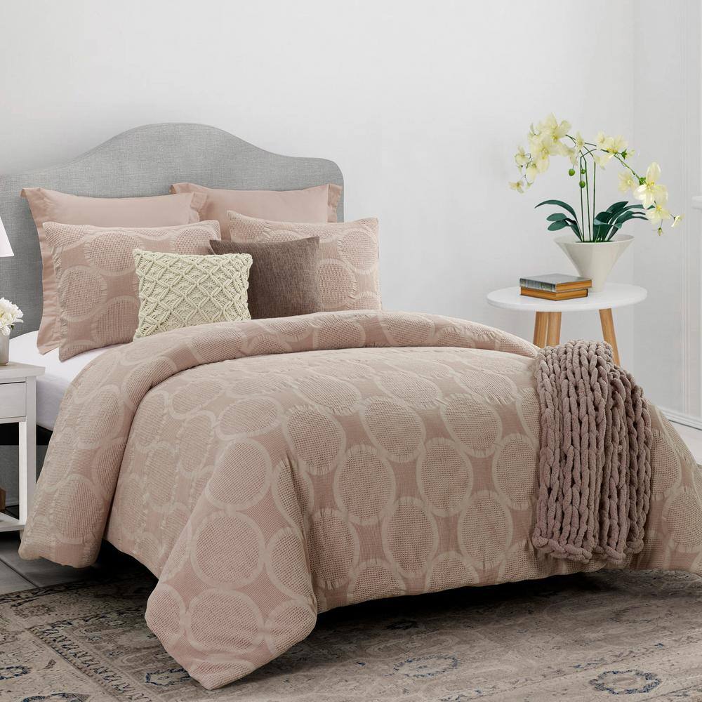 DONNA SHARP Leon 3-Piece Blush Cotton King Comforter Set Y00421 - The ...