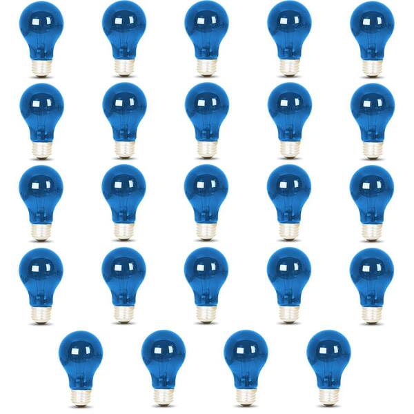 Feit Electric 25-Watt Equivalent A19 Dimmable Blue Colored Glass E26 ...