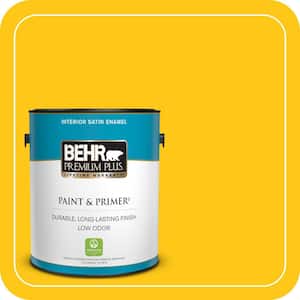 BEHR PREMIUM PLUS 1 gal. #P300-7 Unmellow Yellow Flat Exterior Paint ...