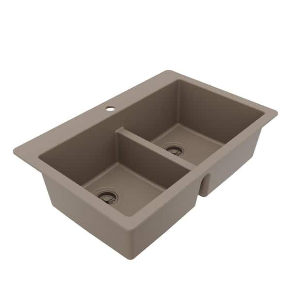 Karran Quartz Granite Composite 33 in. Drop-in Top Mount Double Bowl ...