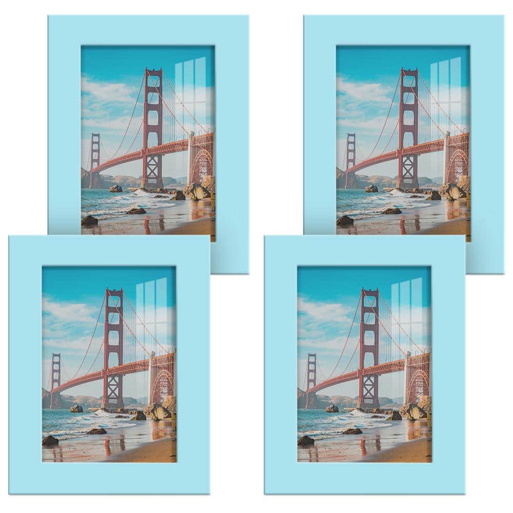 Wexford Home Modern 3.5 in. x 5 in. Light Blue Picture Frame (Set of 4 ...